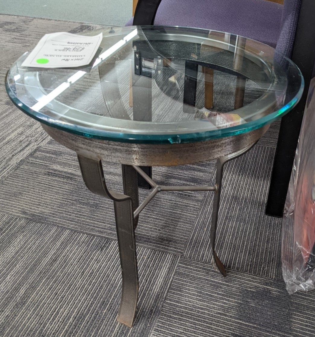 Galvanized Metal and Glass | Side Table | Office Pro's